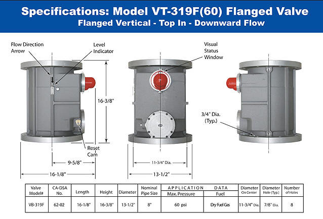 Model VT319F Series Vertical Valves Specification Sheet